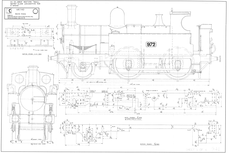 METRO DRAWINGS 5 SHEETS LO941 Model Engineering Supplies