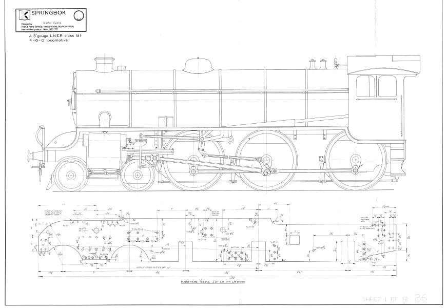 SPRINGBOK DRAWINGS LO26 12 SHEETS Model Engineering Supplies