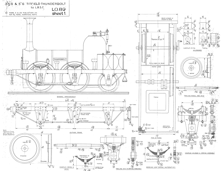TITFIELD 5" DRAWINGS 13 SHEETS Model Engineering Supplies