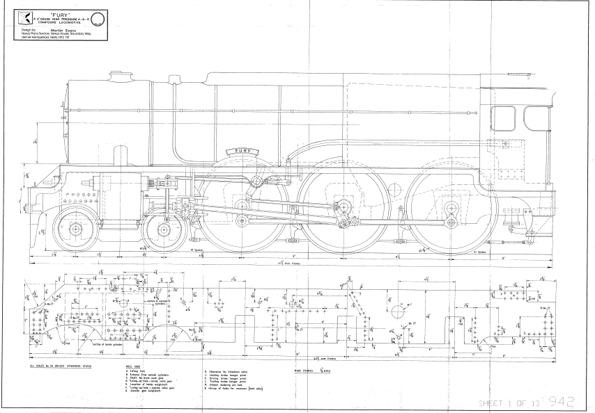 FURY DRAWINGS LO942 13 SHEETS Model Engineering Supplies