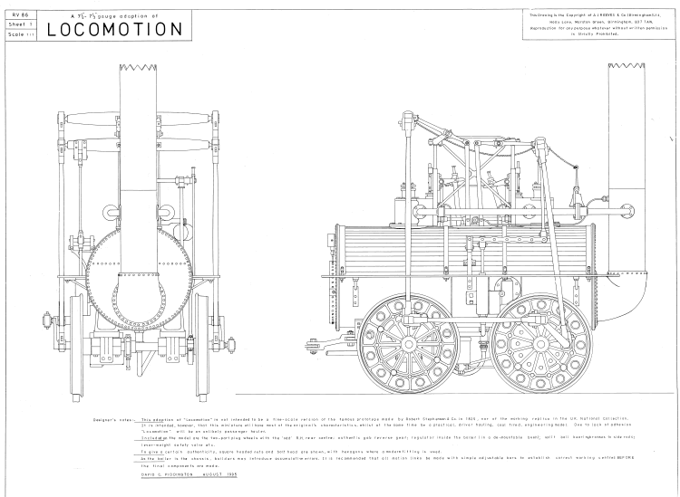 LOCOMOTION DRAWINGS 10 Model Engineering Supplies
