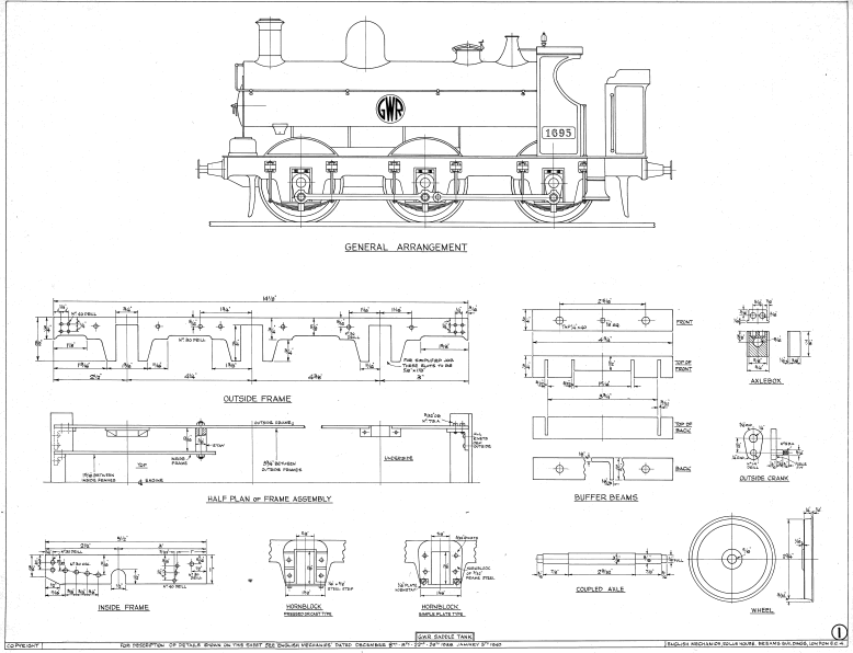2 1/2" 1695 (GWR 0-6-0 ST) DRAWINGS 4 Model Engineering Supplies