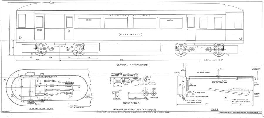 2 1/2" MISS HASTY (STEAM RAIL) DRAWINGS 1 Model Engineering Supplies