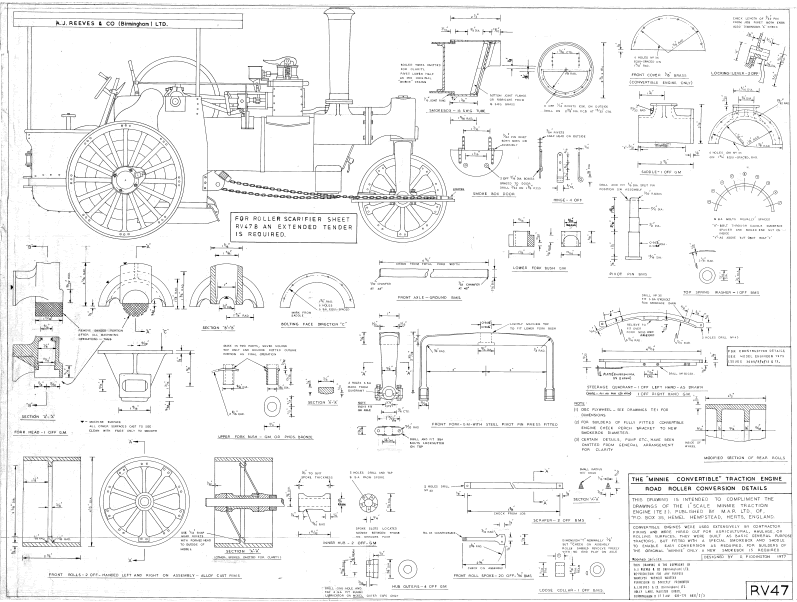MINNIE CON. DRAWING RV47 1 Model Engineering Supplies