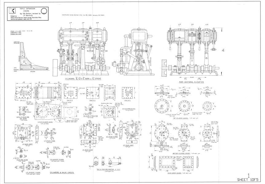 TRIPLE EXPANSION DRAWINGS M1 5 Model Engineering Supplies